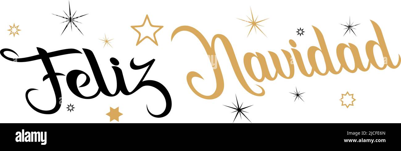 Feliz Navidad. Spanish Christmas greetings as vector. White back ...