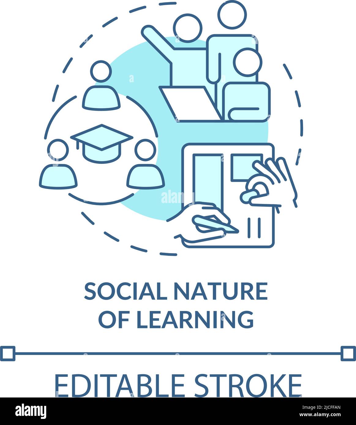 Social nature of learning turquoise concept icon Stock Vector Image & Art - Alamy