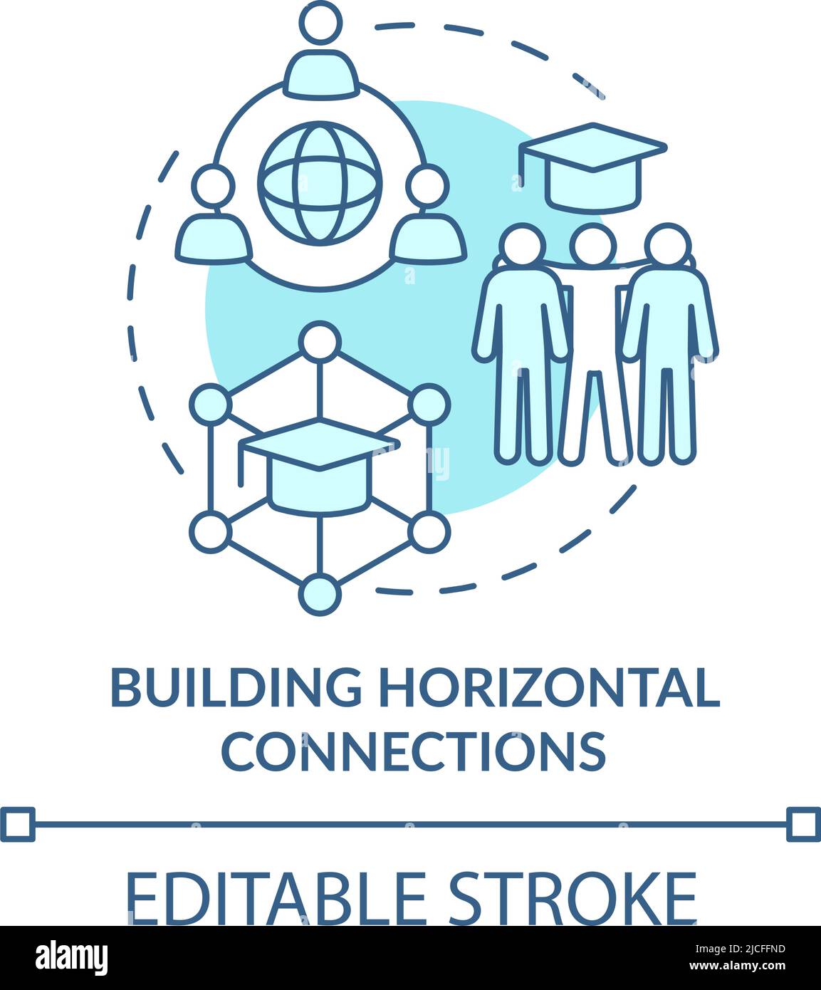 Building horizontal connections turquoise concept icon Stock Vector ...