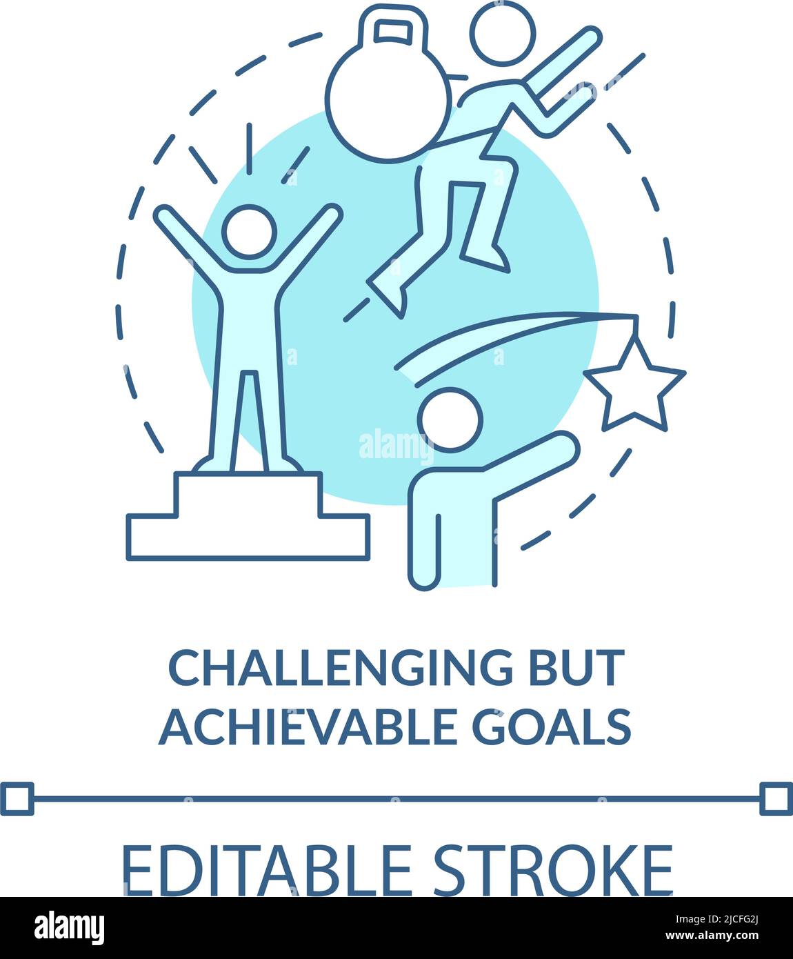 Challenging but achievable goals turquoise concept icon Stock Vector ...
