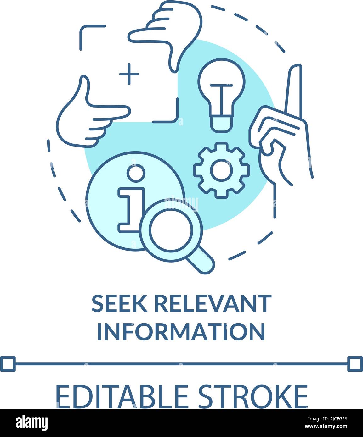 Seek relevant information turquoise concept icon Stock Vector Image ...