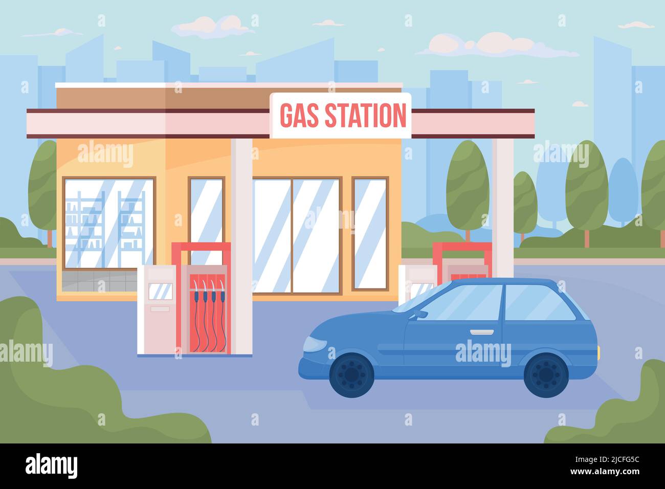 Petrol station exterior view Stock Vector Images - Alamy