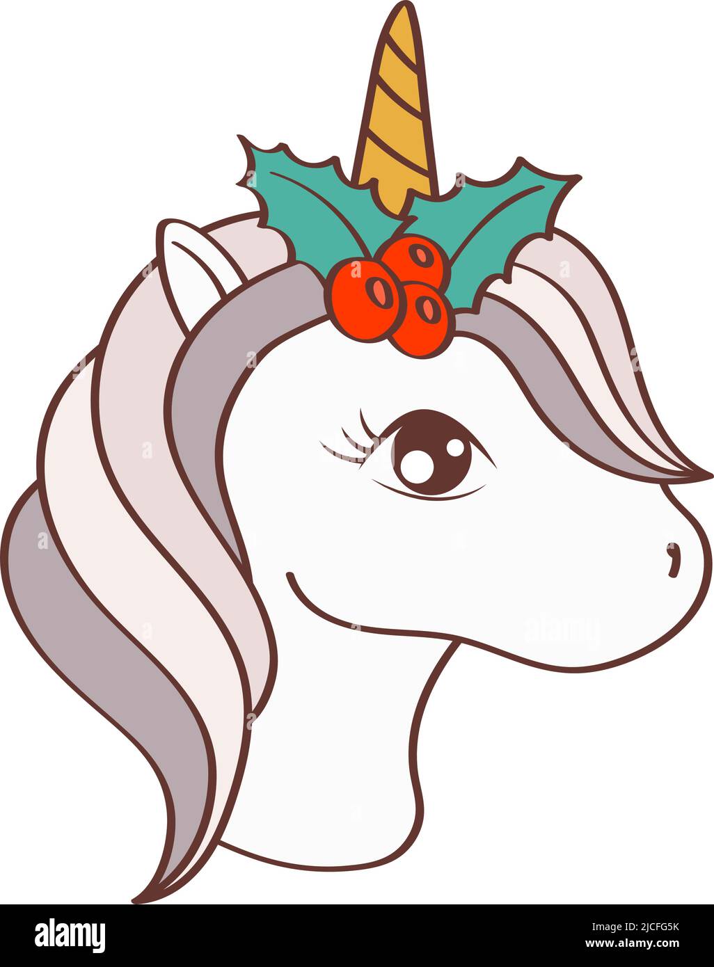 Unicorn Christmas Head Clipart in Cute Cartoon Style Beautiful Clip Art ...