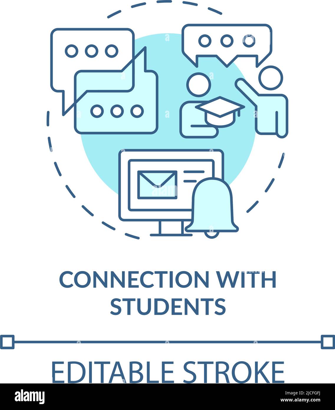 Connection with students turquoise concept icon Stock Vector Image ...