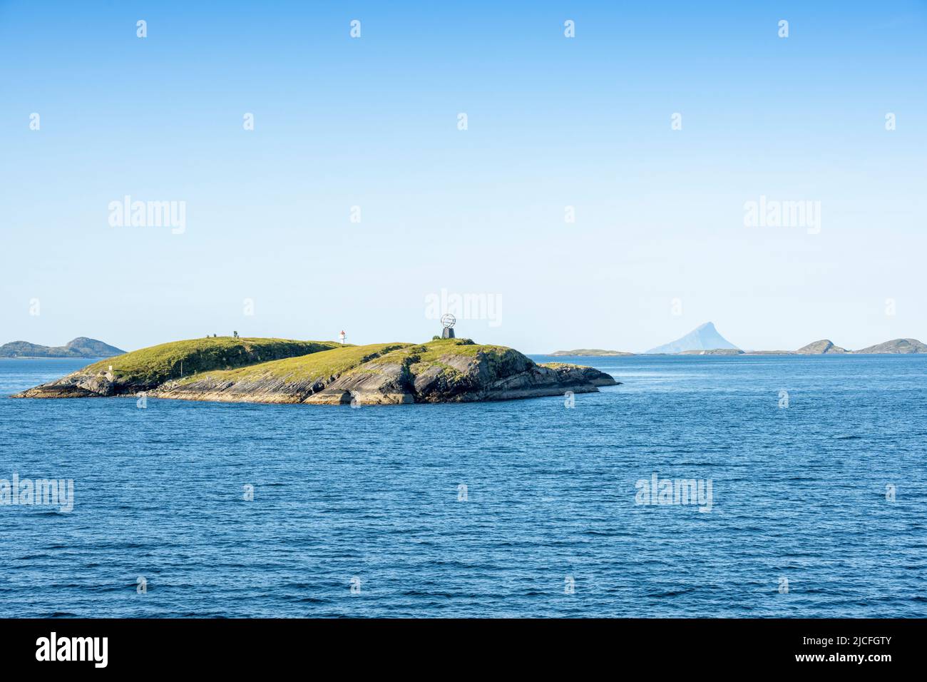 Norway, Nordland, Arctic Circle crossing, globe on the small island of ...