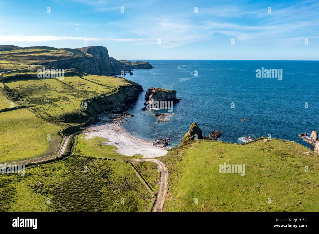 Aerial view of the Great Pollet Sea Arch, Fanad Peninsula, County Donegal, Ireland Stock Photo ...