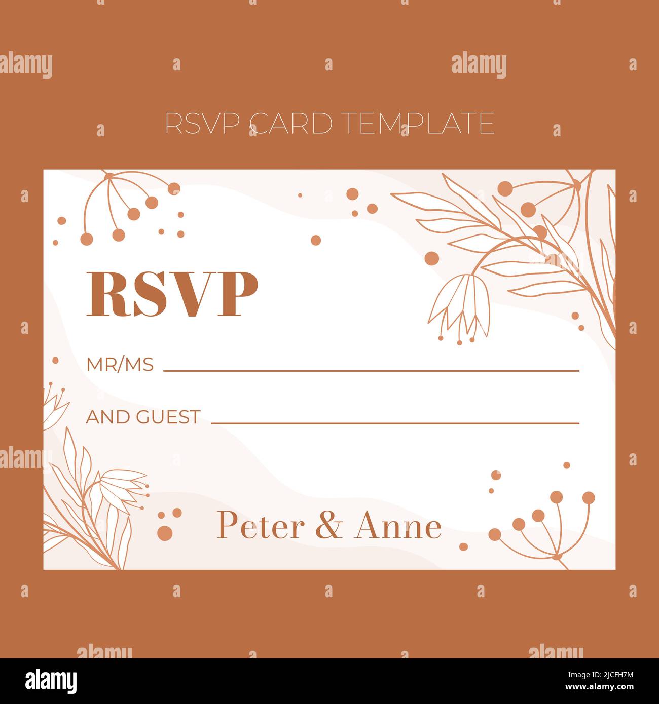 Floral wedding RSVP template in doodle style, invitation card design ...