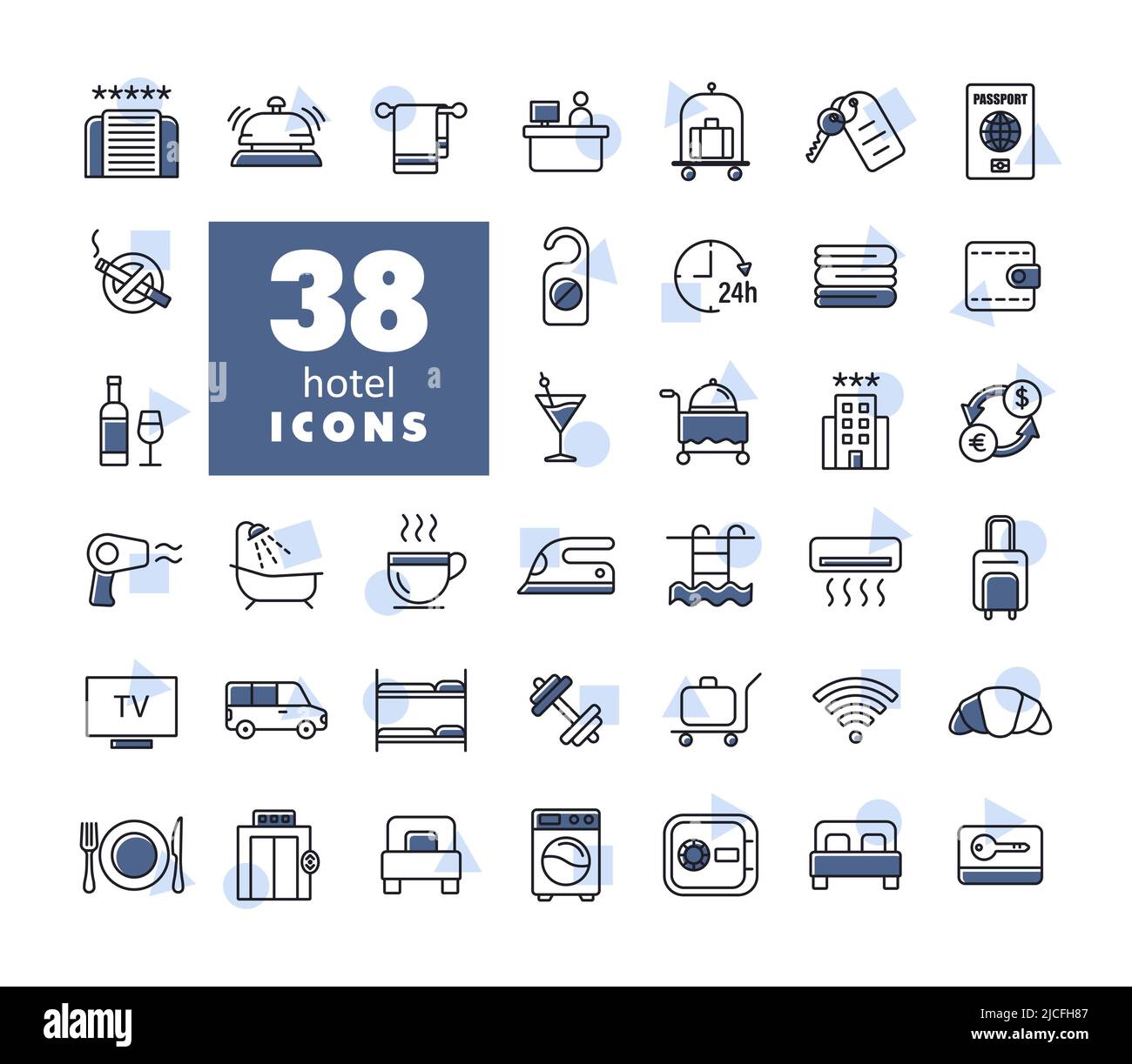 Hotel vector flat isolated icon set. Graph symbol for travel and ...