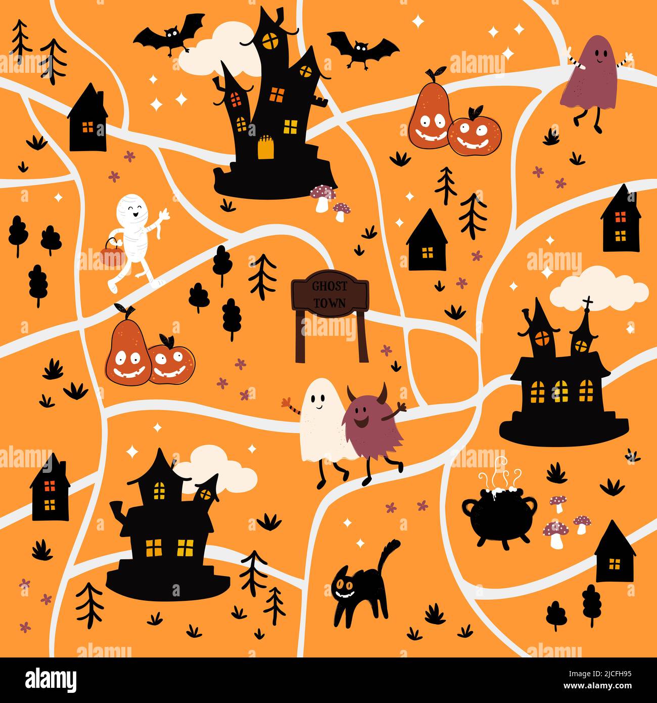 Hand drawn map town hi-res stock photography and images - Alamy