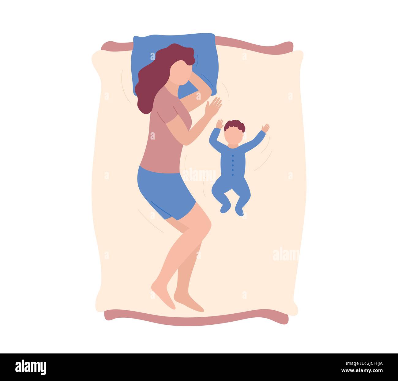 Mother and baby sleeping together. Co-sleep of mom and little child ...