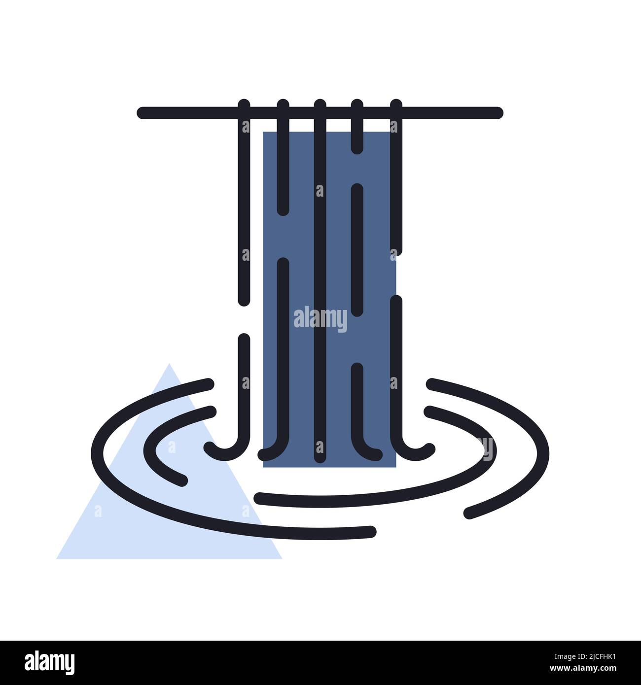 Waterfall of natural vacation vector isolated icon. Nature sign. Graph ...