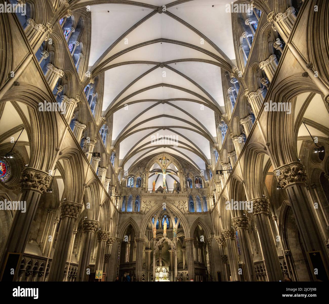Norway, Trøndelag, Trondheim, Nidaros Cathedral, Gothic nave. For ...