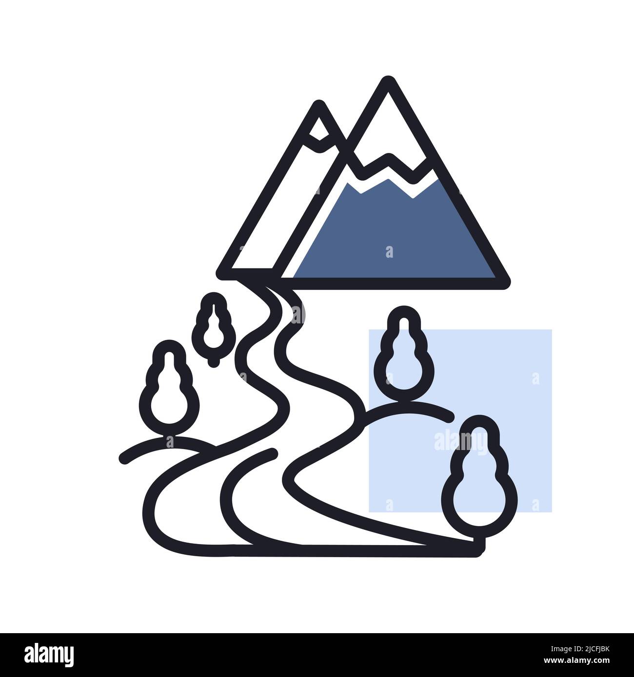 Mountain and river vector isolated icon. Nature sign. Graph symbol for ...