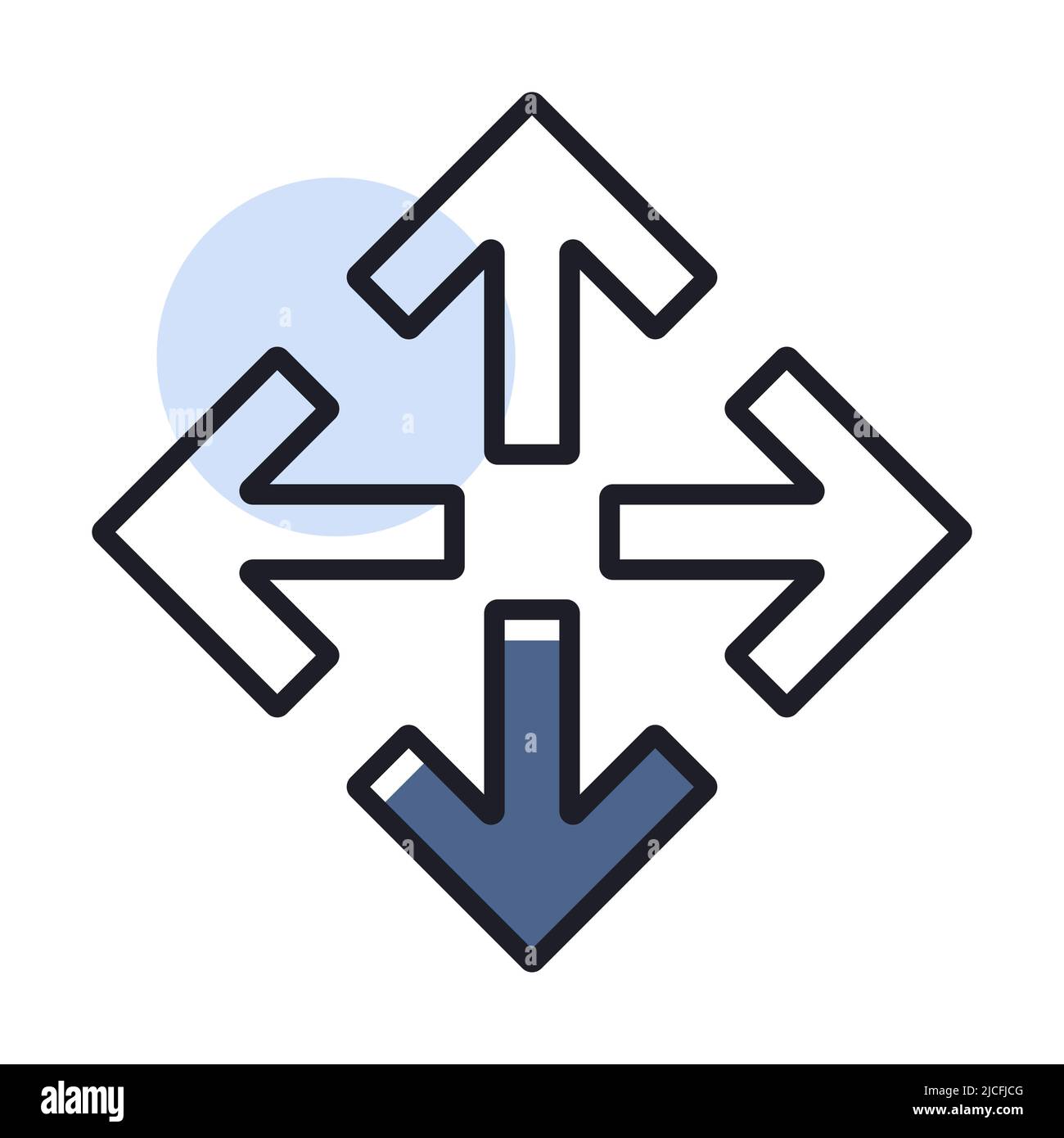 Four arrows pointing from the center vector icon. Navigation sign ...