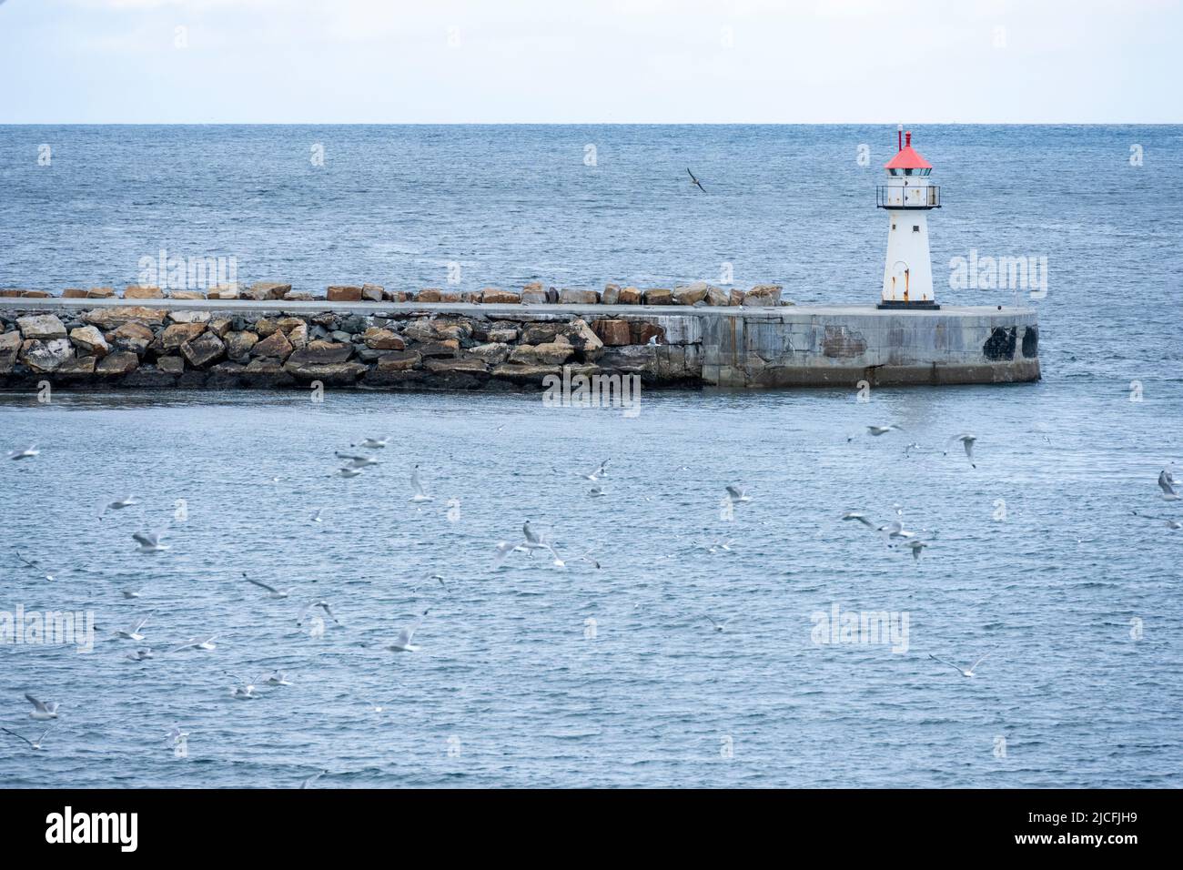 Norway, Troms og Finnmark, Vardø, lighthouse on the pier Stock Photo ...