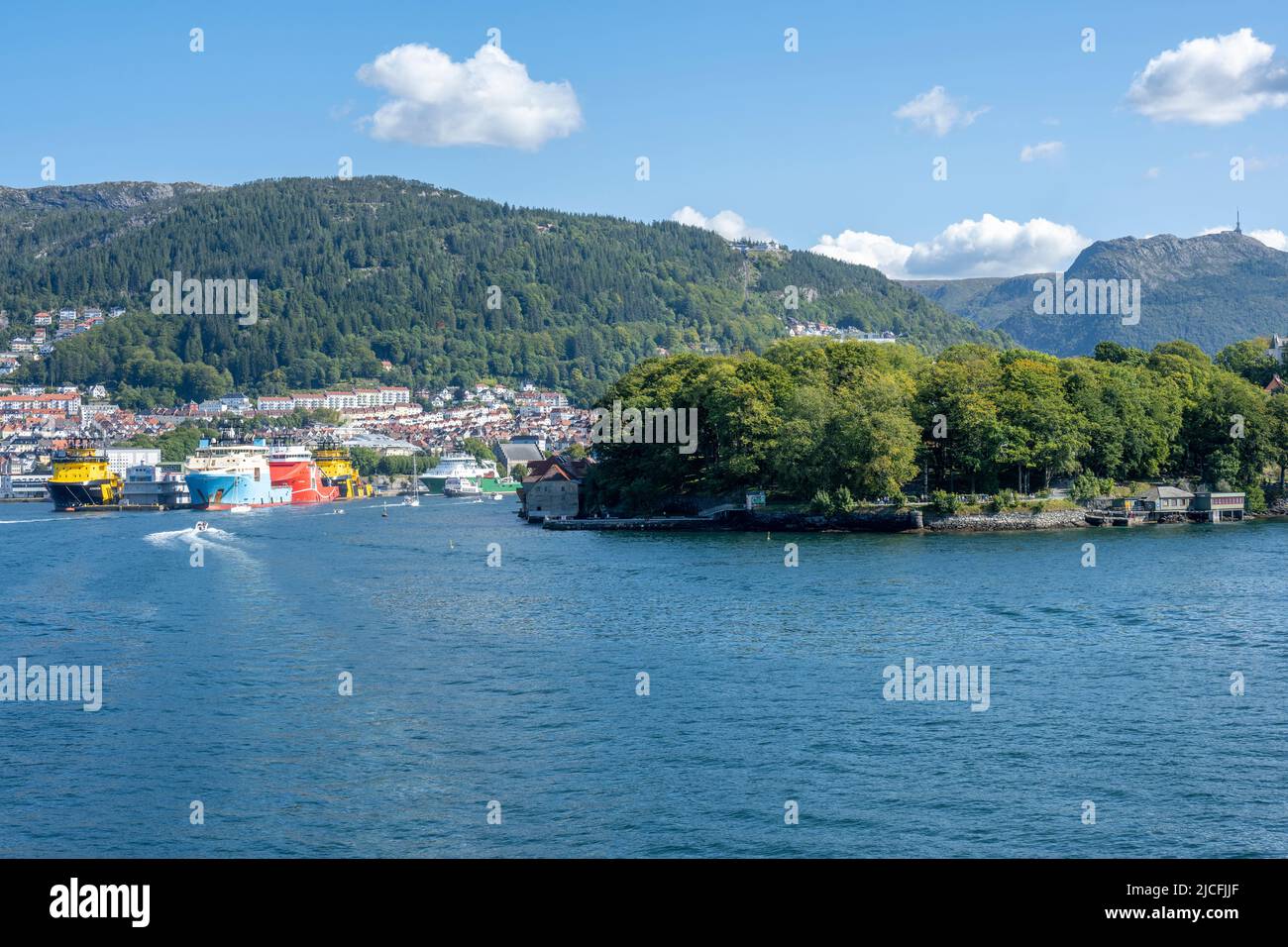 Norway, Vestland, Bergen, view of Nordnes Park and harbor Stock Photo - Alamy