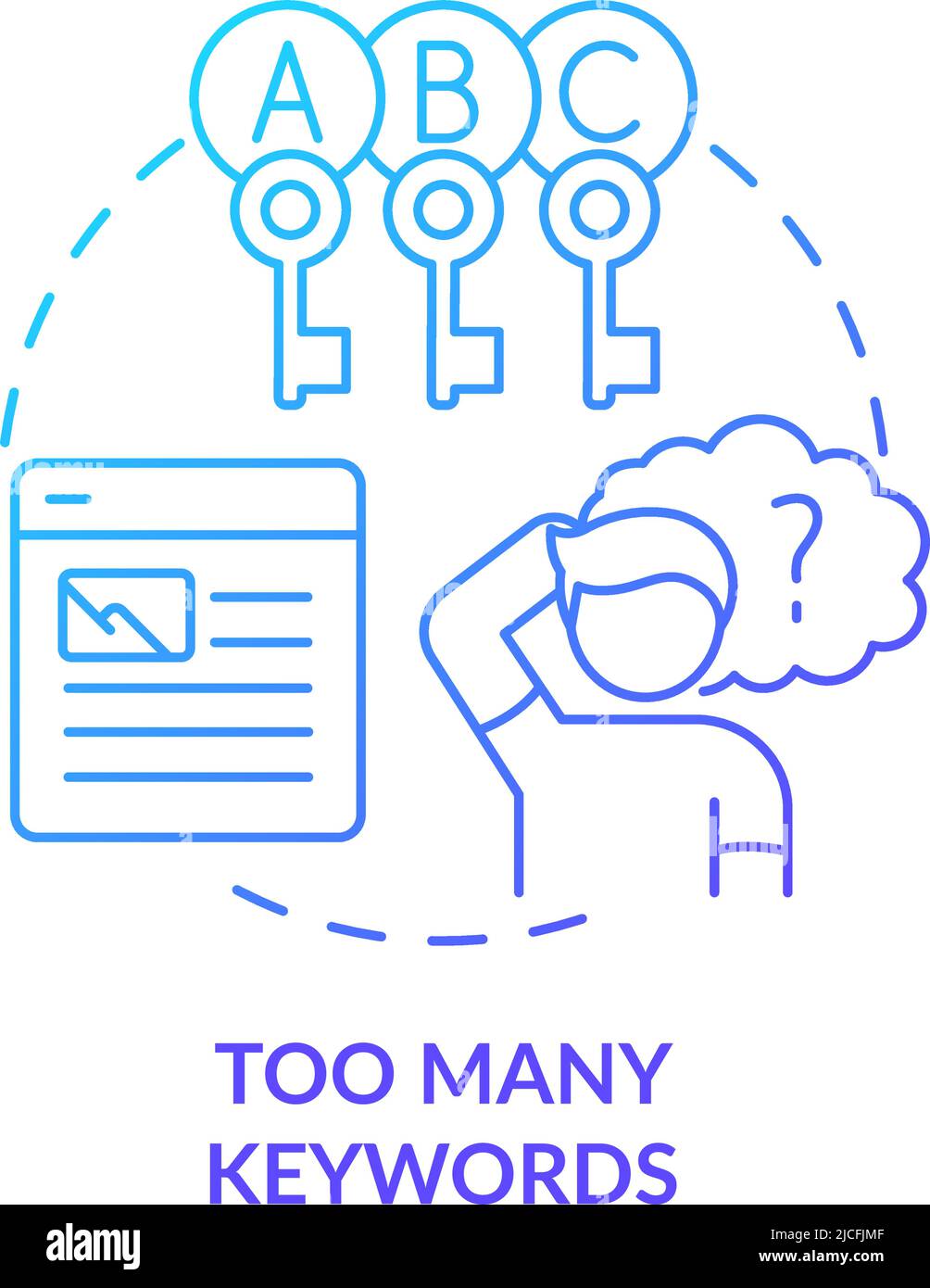 Too many keywords blue gradient concept icon Stock Vector Image & Art ...