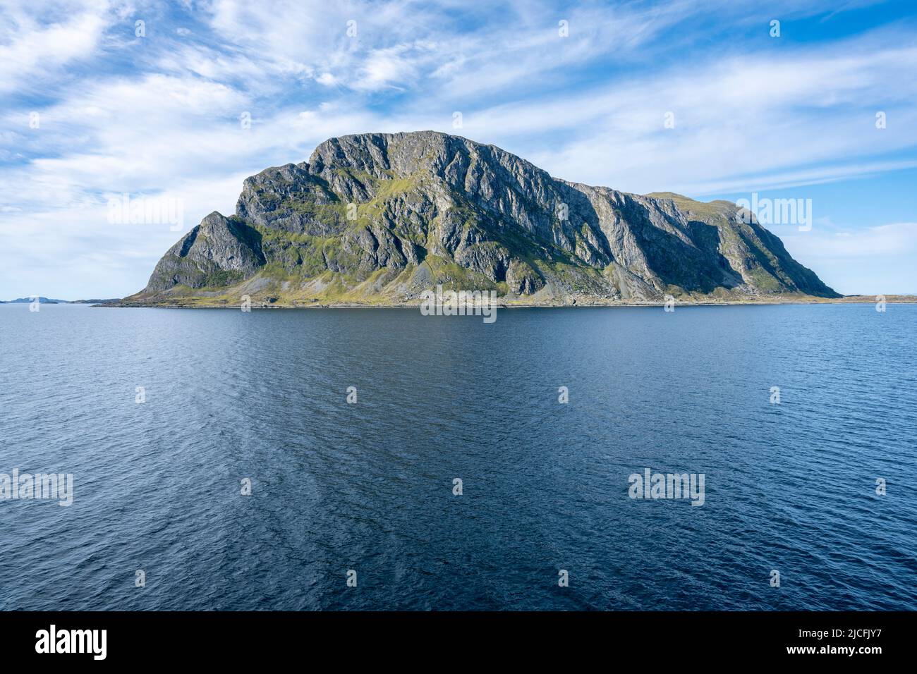 Norway, Vestland, view to the 481 meter high, prominent island Alden ...