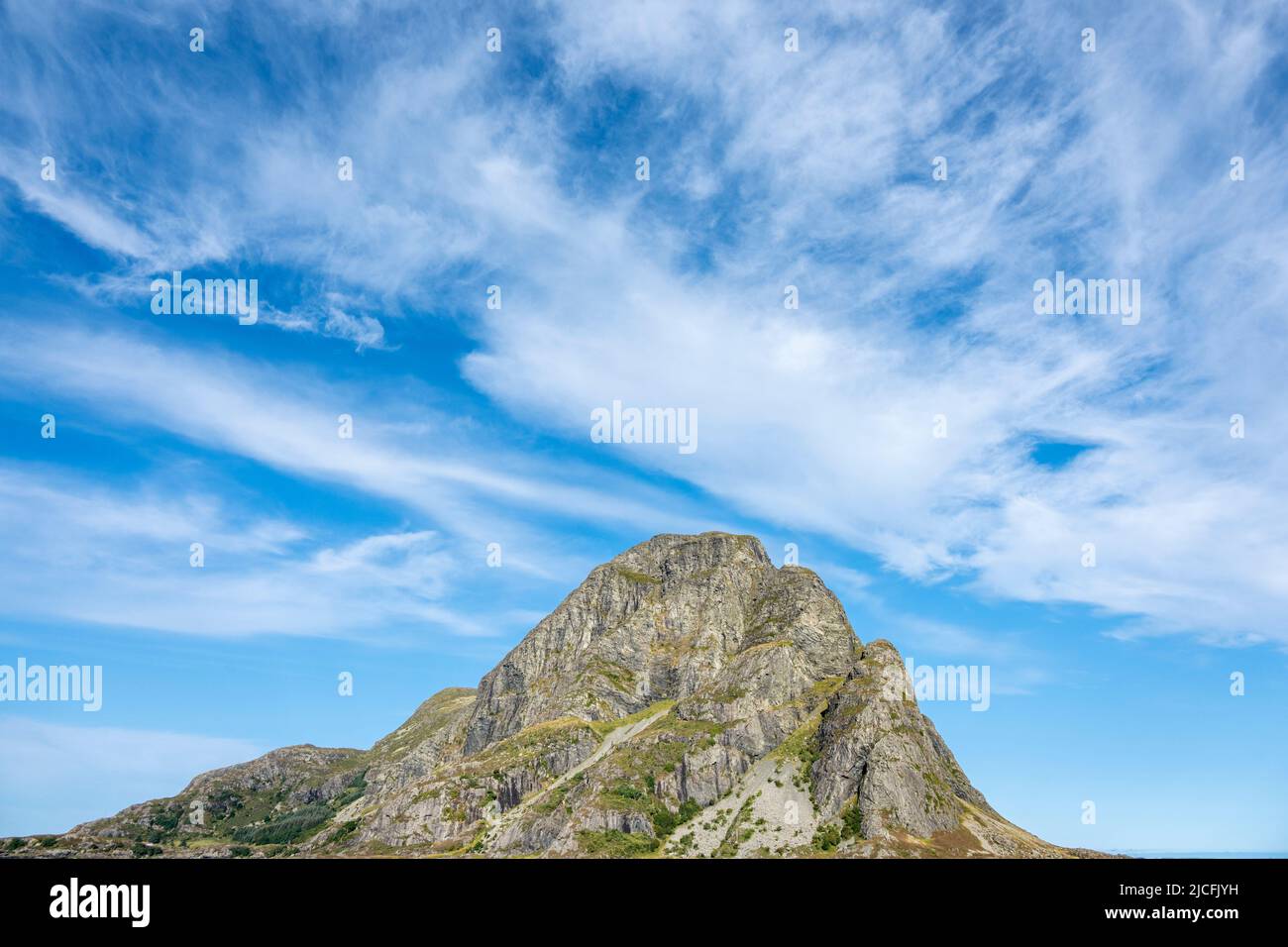 Norway, Vestland, view to the 481 meter high, prominent island Alden ...