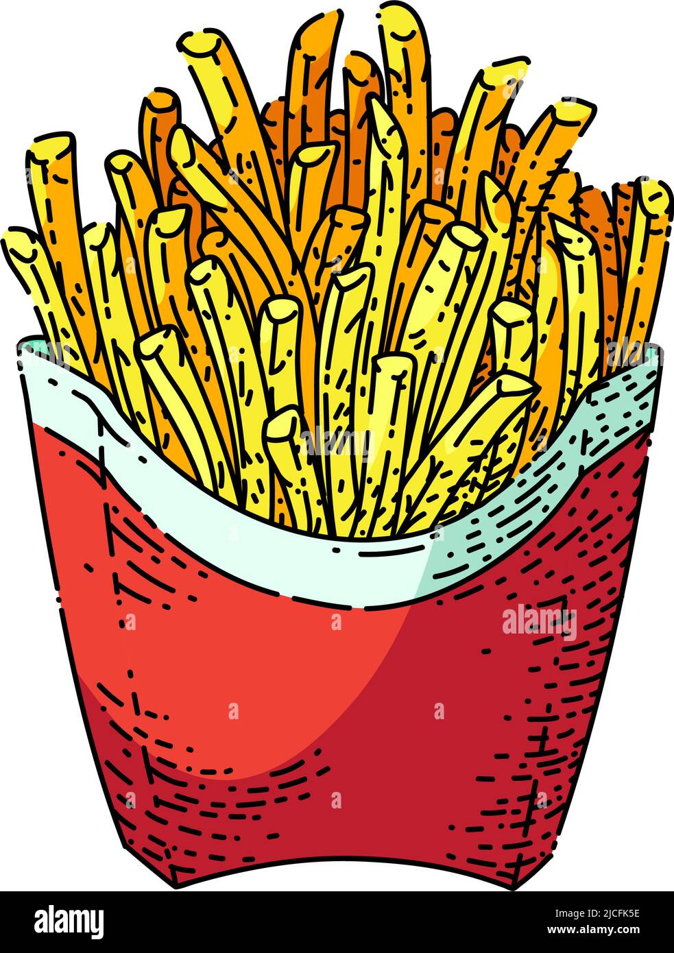 french fries box sketch hand drawn vector Stock Vector Image & Art - Alamy