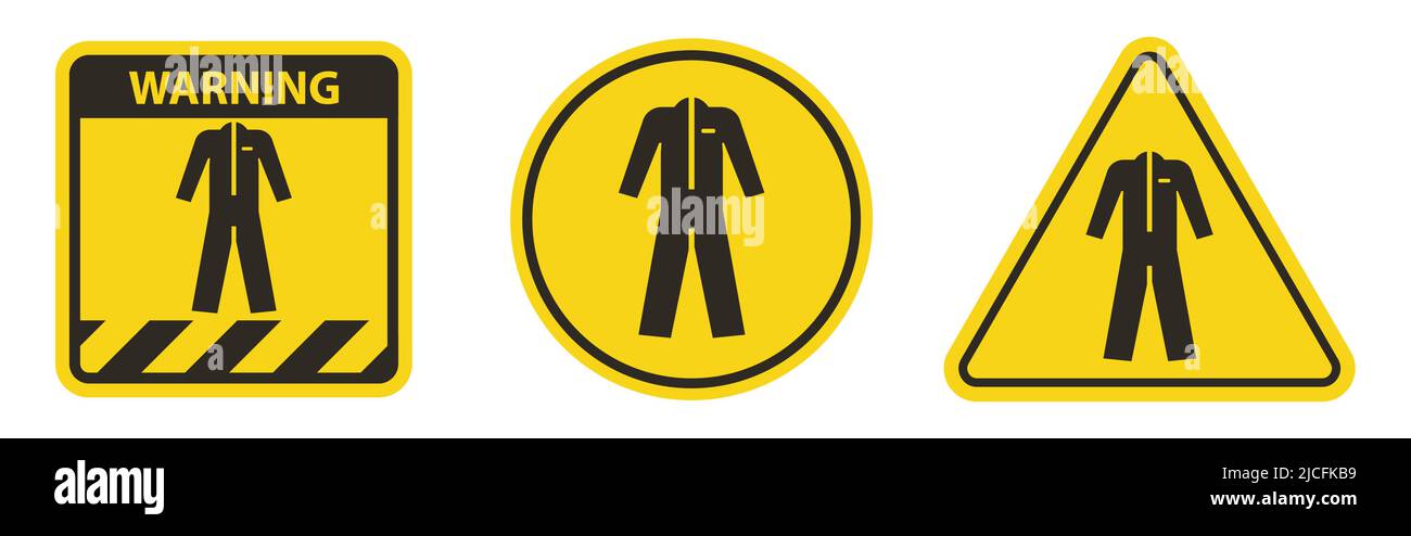 Caution Wear protective clothing sign on white background Stock Vector ...