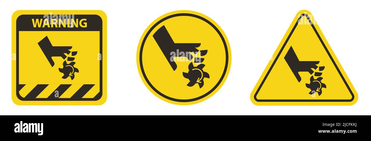 Caution Cutting of Fingers Rotating Blade Symbol Sign On White ...