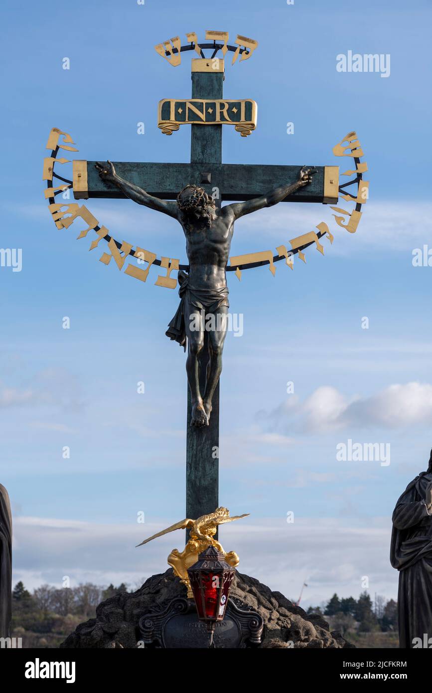 Statue of Christ on Charles Bridge, Calvary, Crucifixion Group, Prague ...