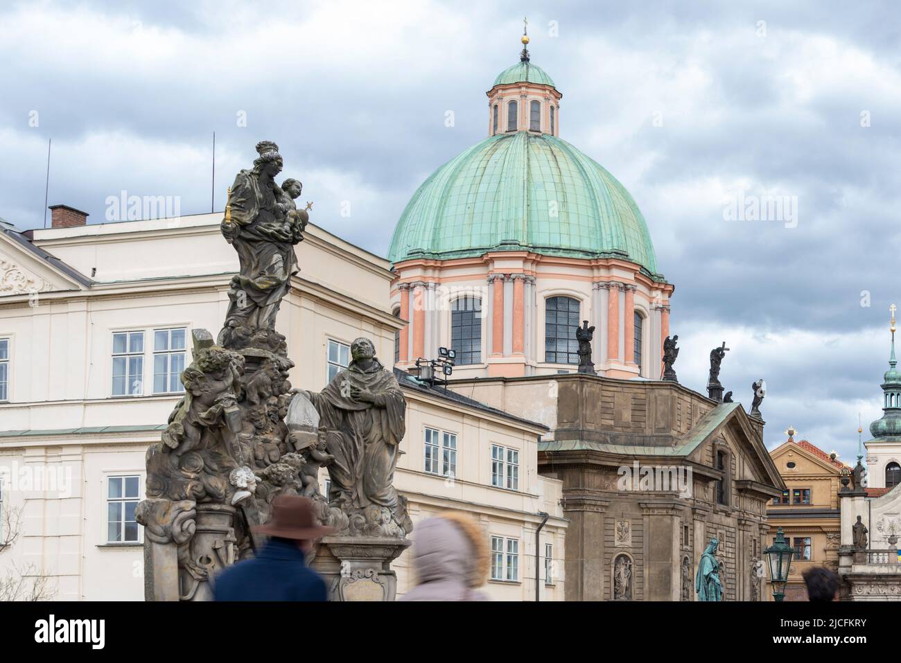 Charles Bridge, Church of the Cross, Prague, Czech Republic Stock Photo ...