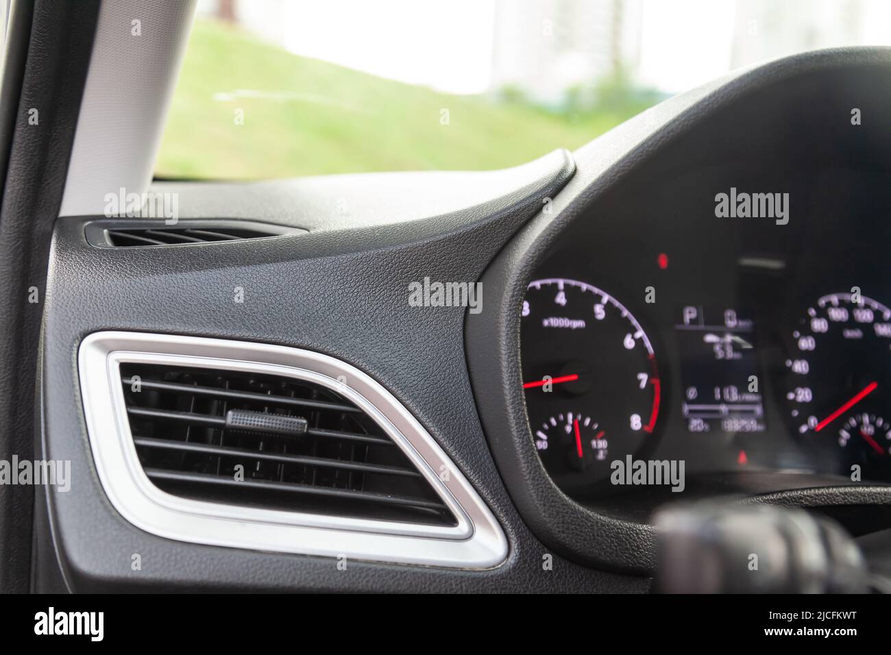 Car conditioner. The air flow inside the car. Detail interior. Air ...