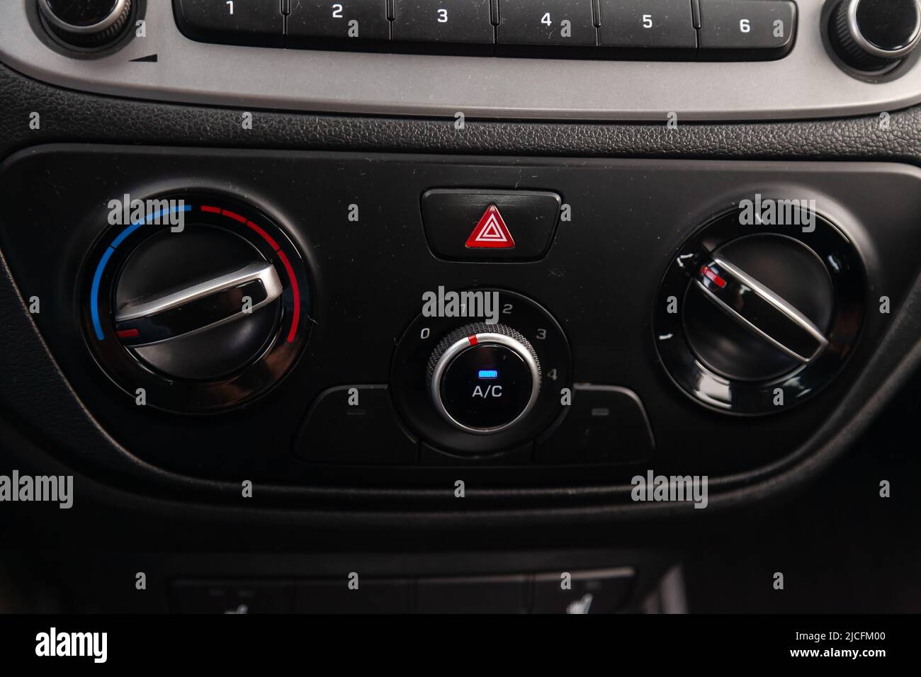 Air conditioning controls on the car dashboard. Close up car ...
