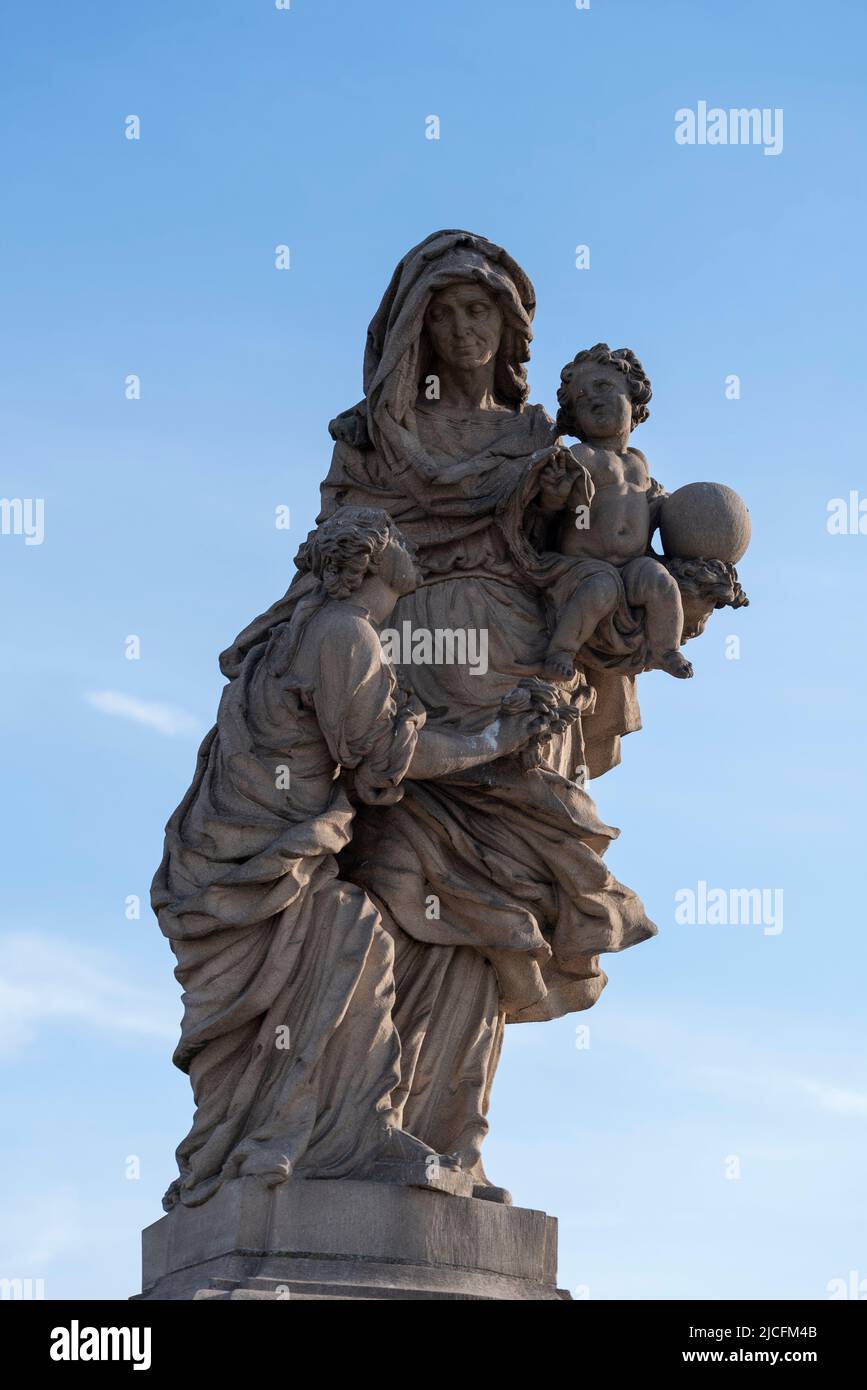 Saint Anne with baby Jesus, Charles Bridge, Prague, Czech Republic ...
