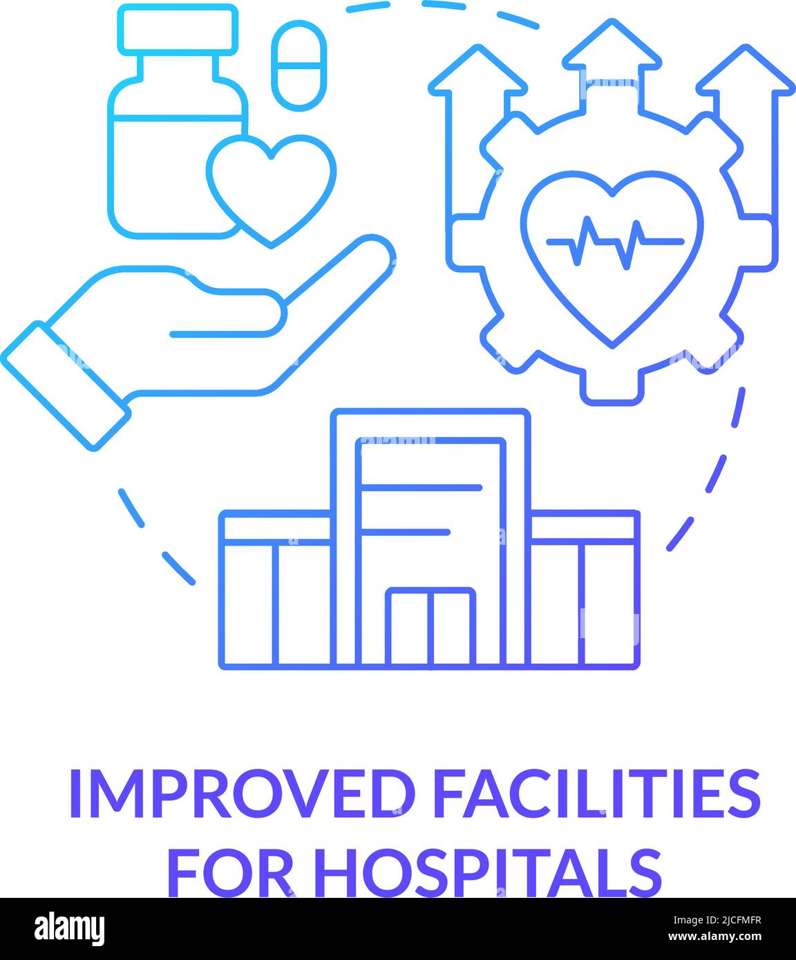 Improved facilities for hospitals blue gradient concept icon Stock ...