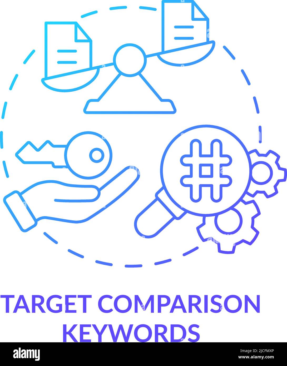 Target comparison keywords blue gradient concept icon Stock Vector ...