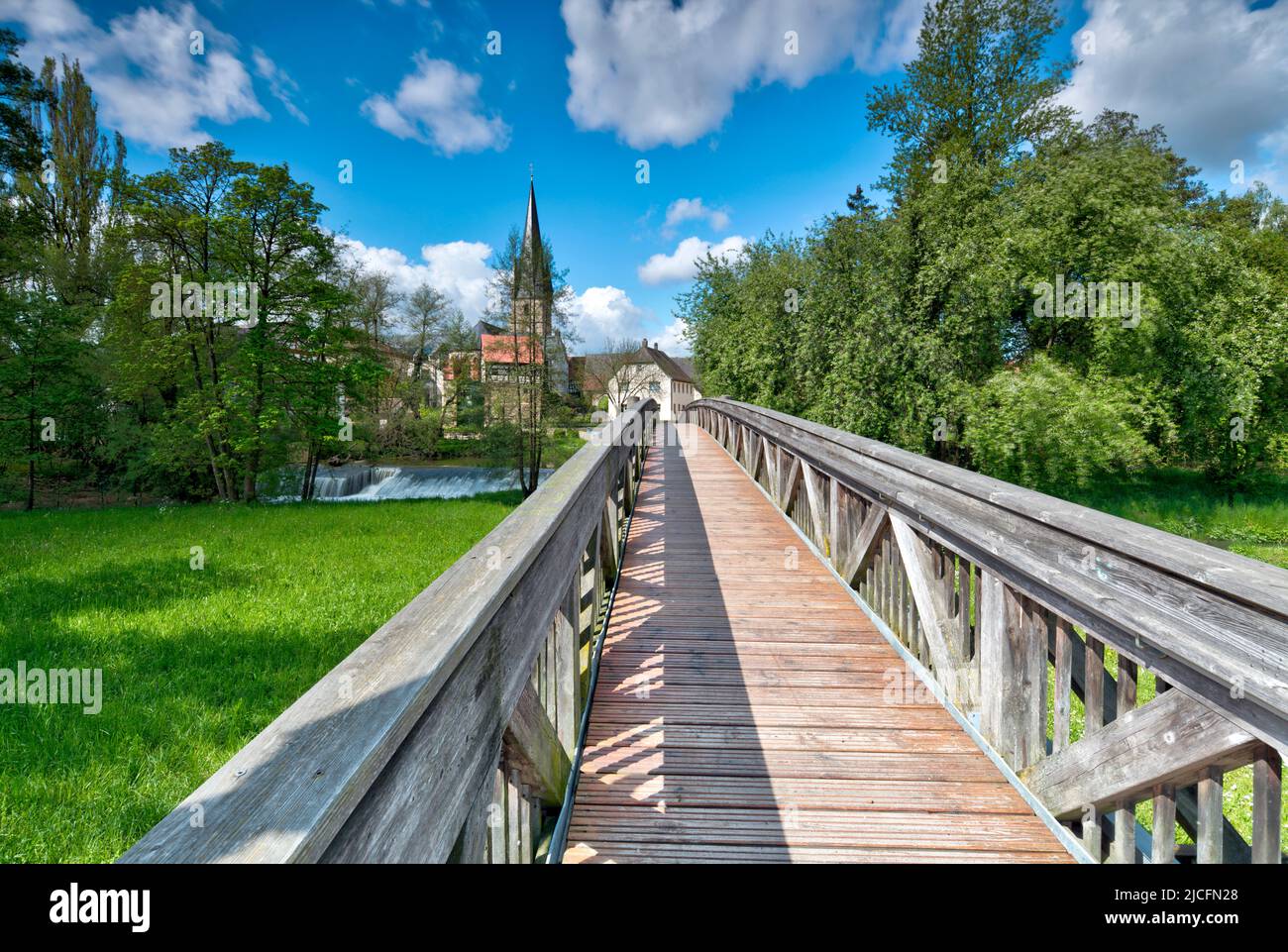 Mühlensteg, bridge, river, An der Baunach, green area, village view ...