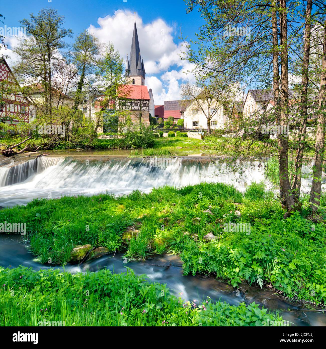 Mühlensteg, river, An der Baunach, green area, village view, Baunach ...