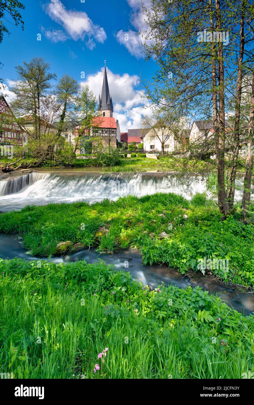 Mühlensteg, river, An der Baunach, green area, village view, Baunach ...