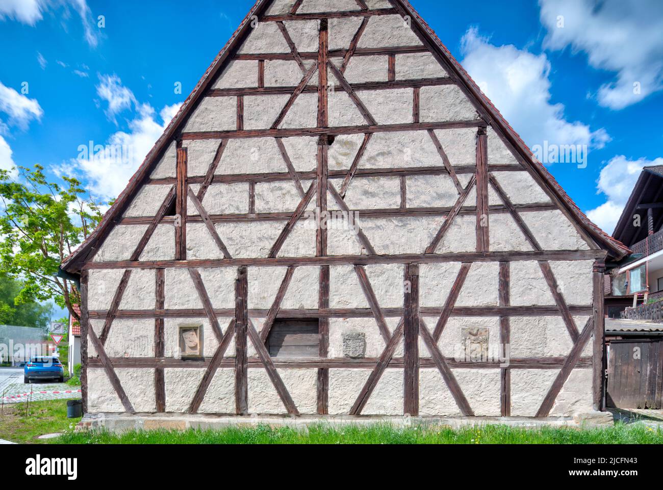 Tithe barn, half-timbered house, house facade, architecture, village ...