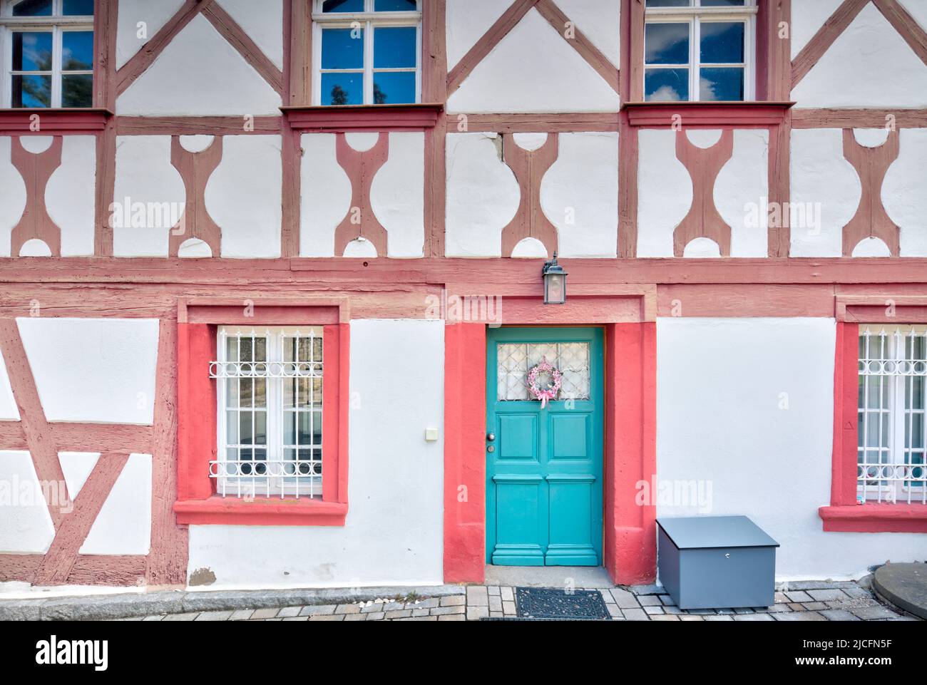 Front door, entrance, half-timbered house, house facade, architecture ...