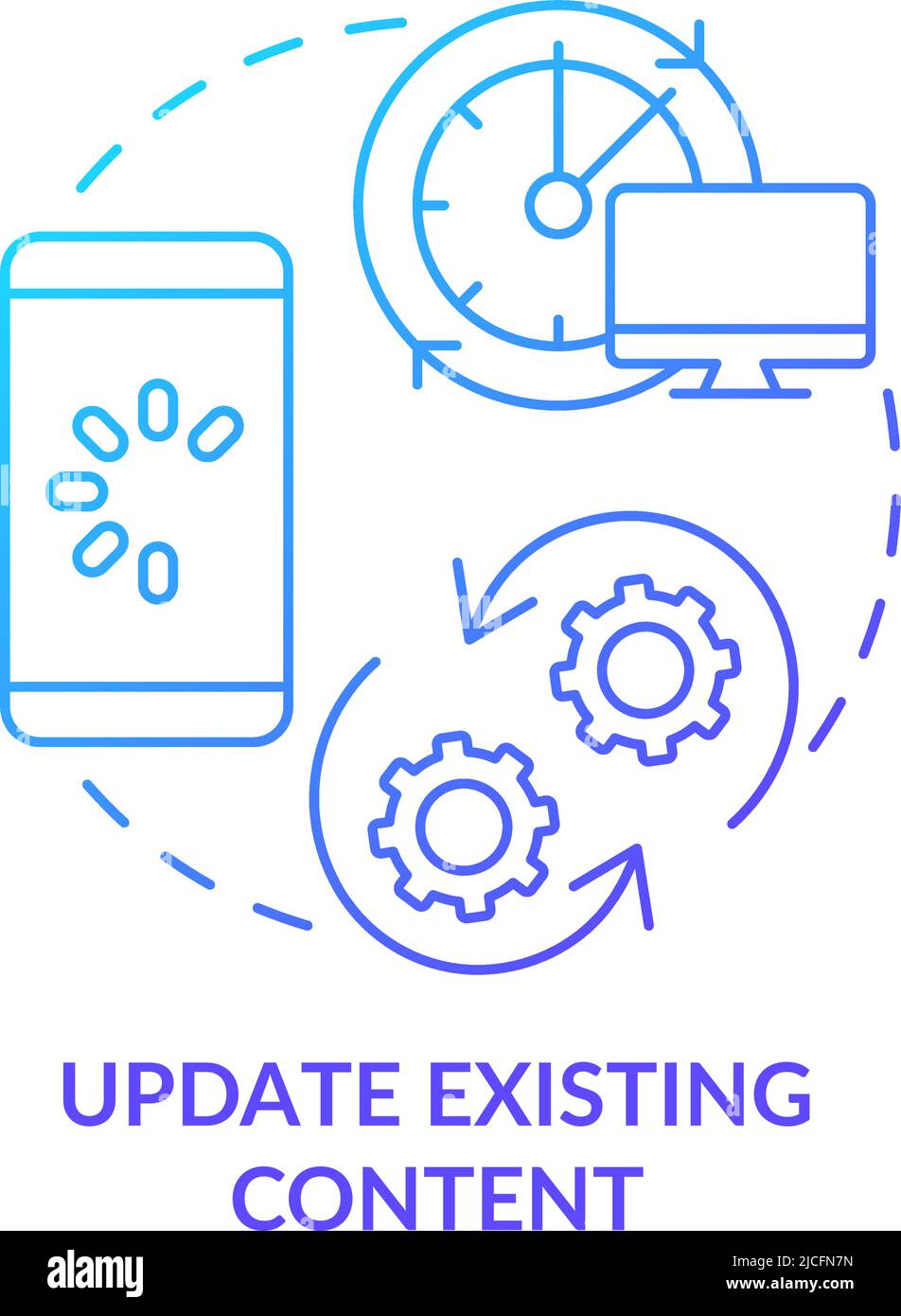 Update existing content blue gradient concept icon Stock Vector Image ...