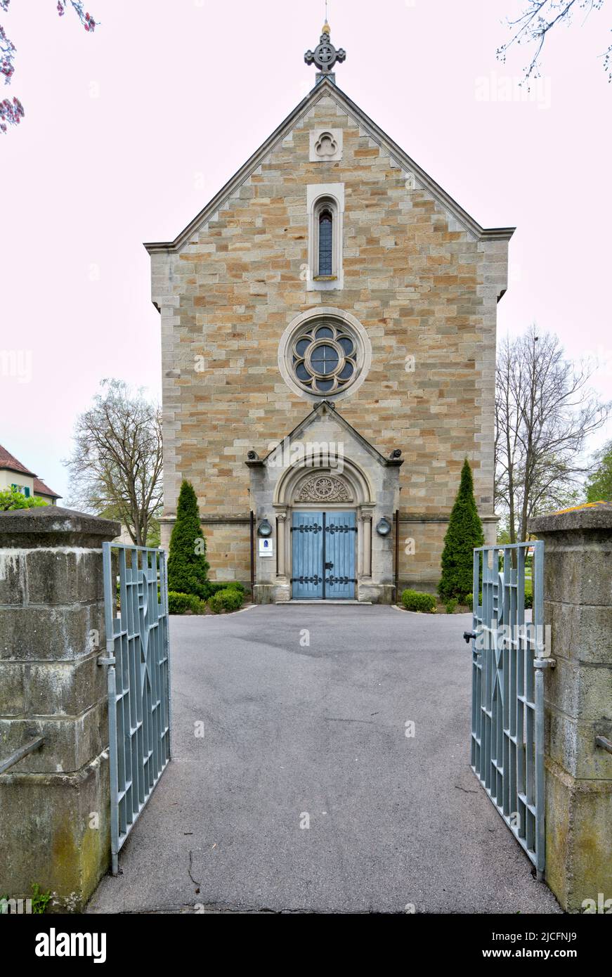 Church, Peter and Paul Protestant, house facade, portal, village view ...
