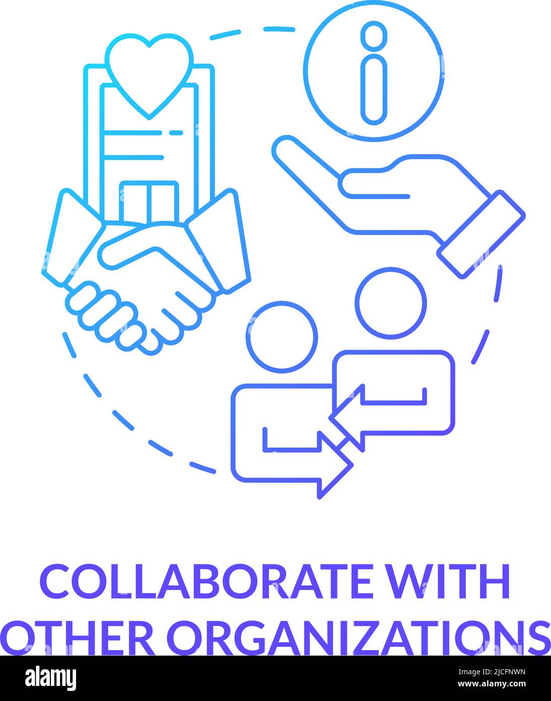 Collaborate with other organizations blue gradient concept icon Stock ...