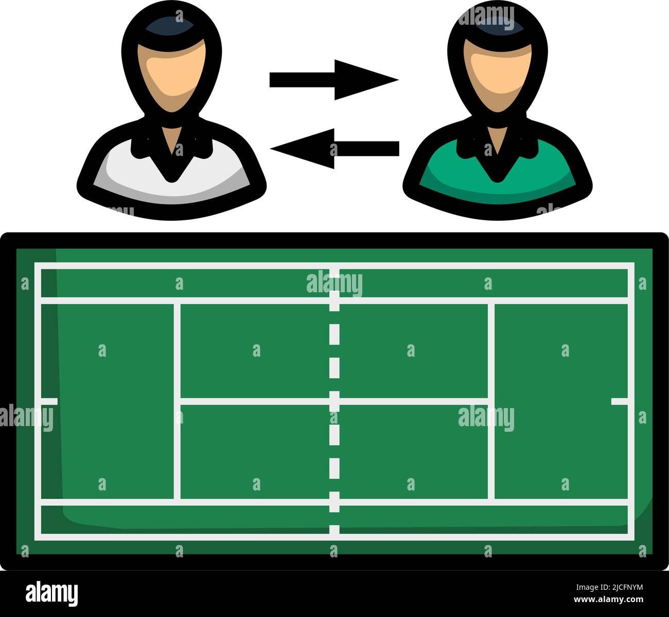 Tennis Side Changing Icon. Editable Bold Outline With Color Fill Design ...