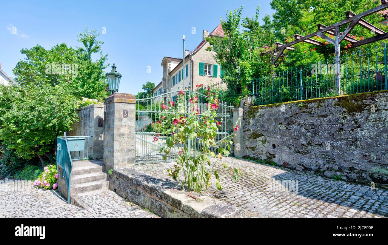Castle, castle garden, garden gate, architecture, Castell, Franconia ...