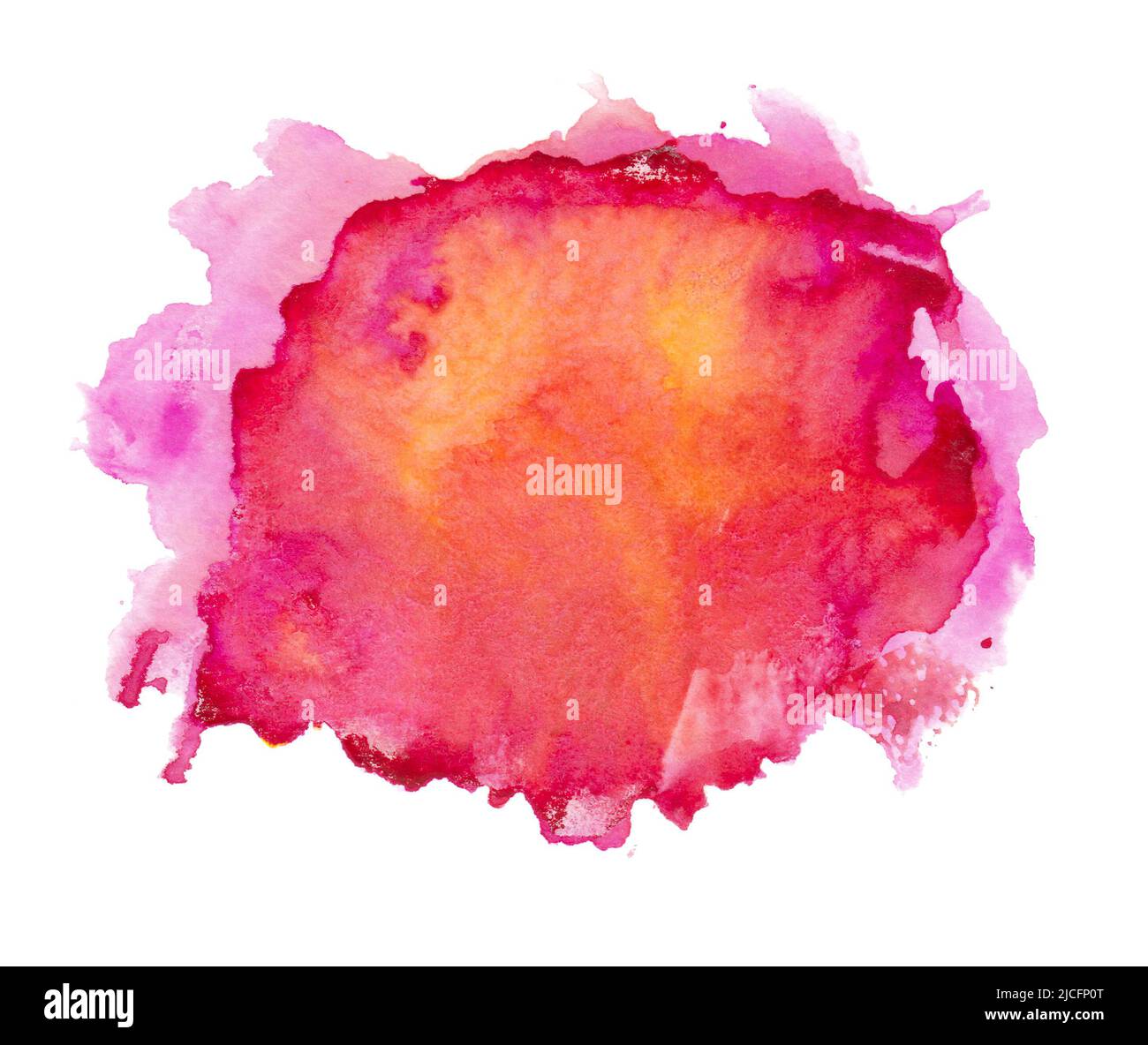 Abstract red blue orange watercolor splash texture isolated on white ...