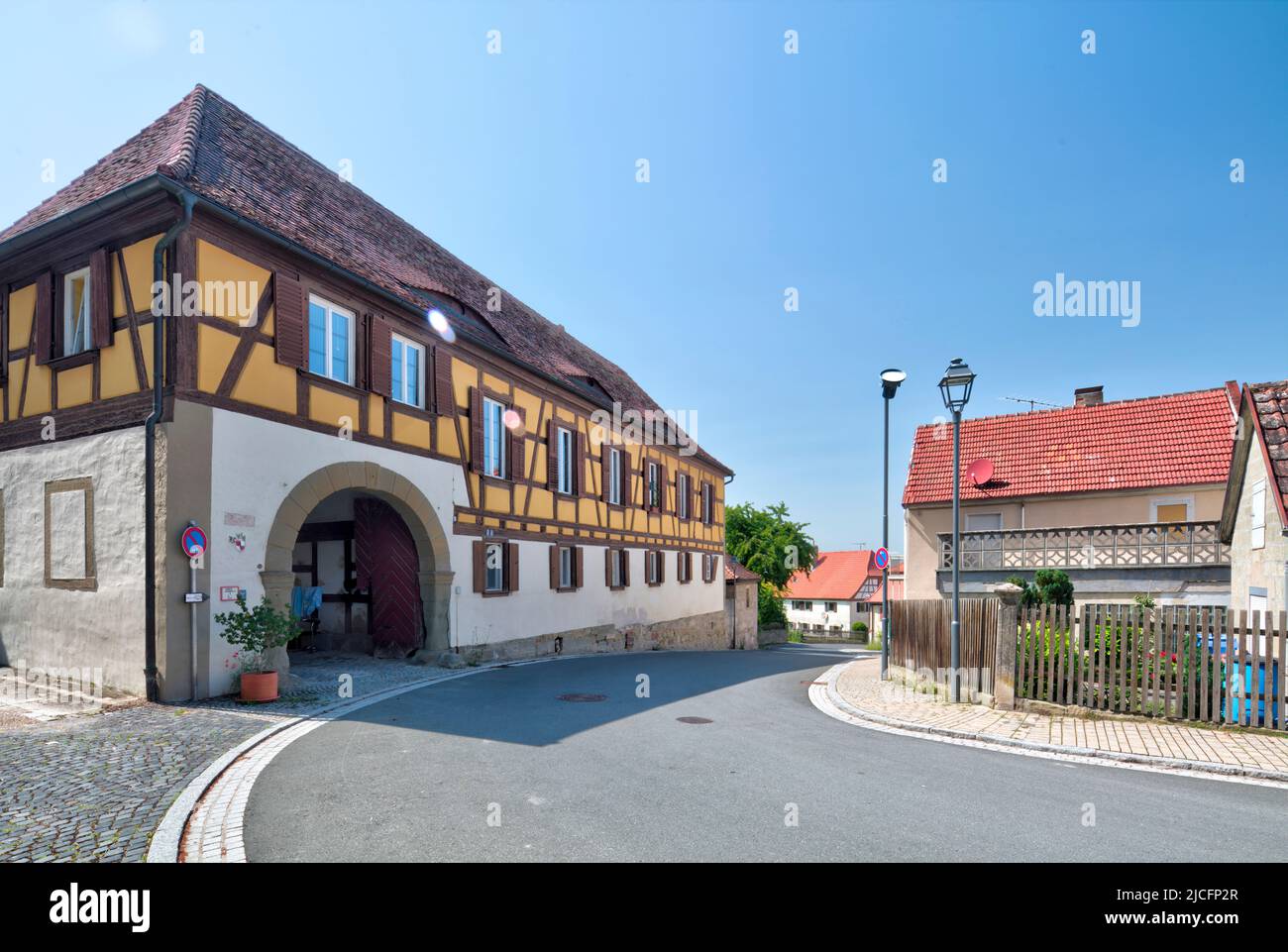 Former manor, house facade, half-timbering, village view, architecture ...