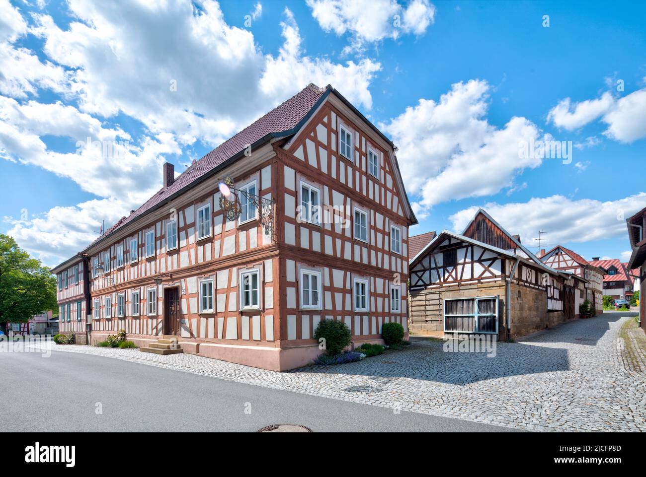 Half-timbering, house facade, alley, town architecture, townscape ...