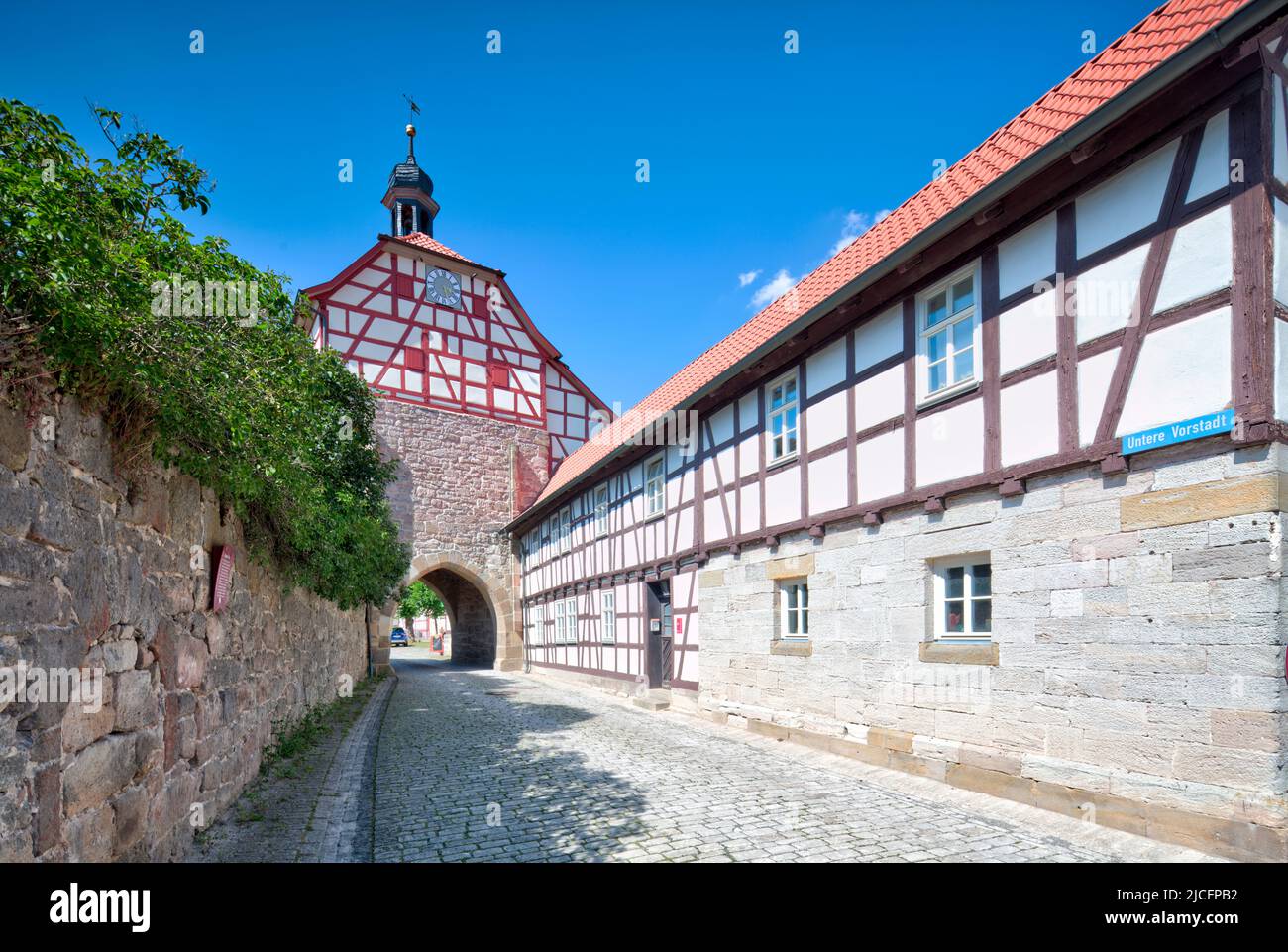 Lower suburb, lower gate, half-timbering, house facade, village view ...