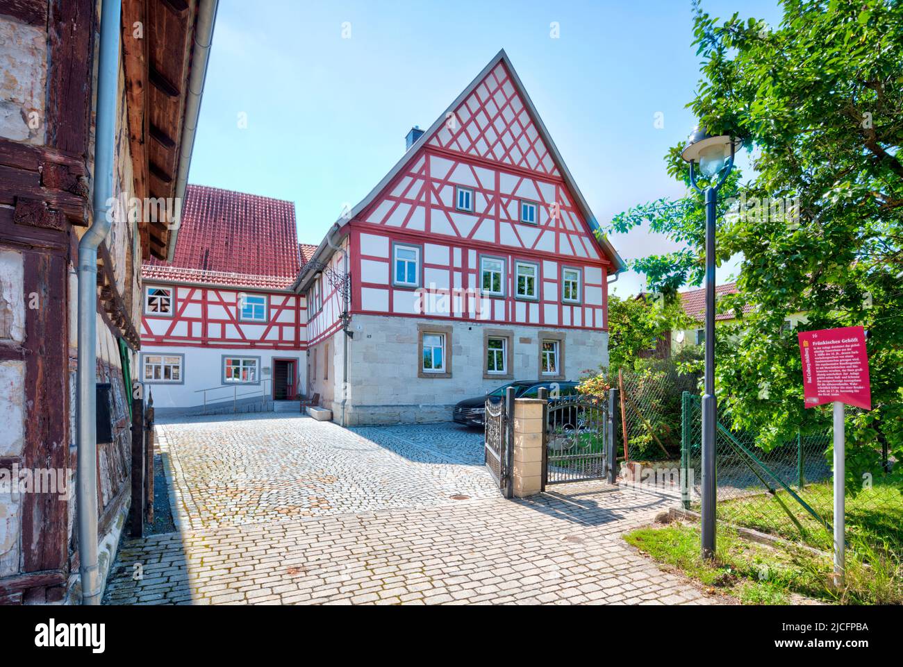 Franconian homestead, half-timbered house, farmhouse, house facade ...