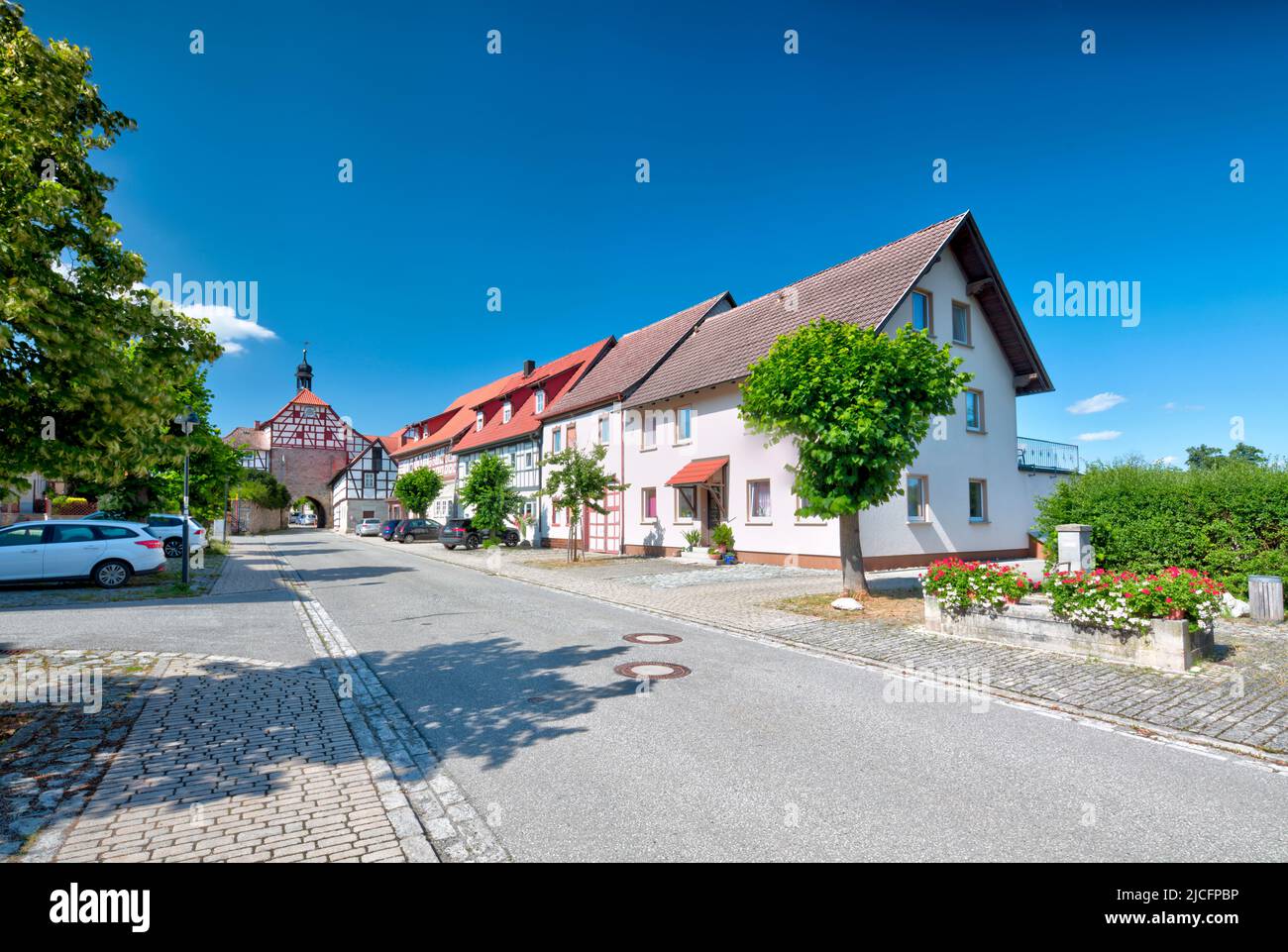 Lower suburb, lower gate, half-timbering, house facade, village view ...