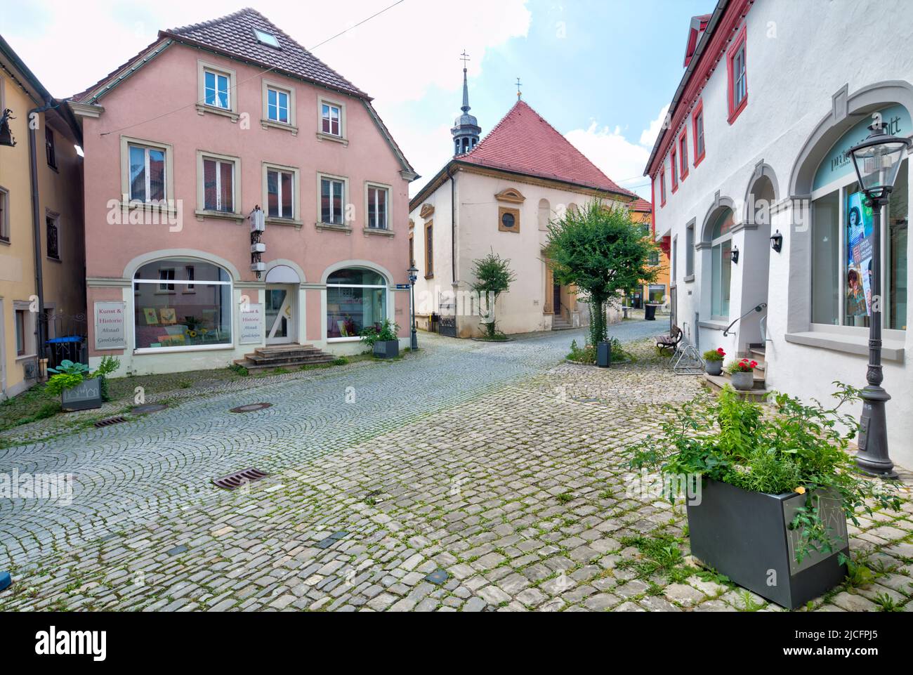 Catholic hospital church St. Vitus, house facade, architecture, alley ...